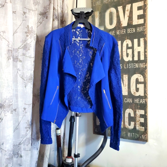 Toto | Jackets & Coats | Toto Blue Lace Moto Jacket | Poshmark